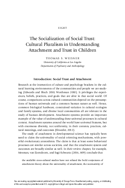(PDF) Eight. The Socialization of Social Trust: Cultural Pluralism in ...