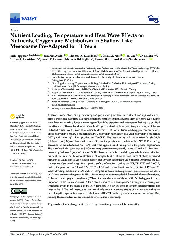 (PDF) Nutrient Loading, Temperature and Heat Wave Effects on Nutrients ...