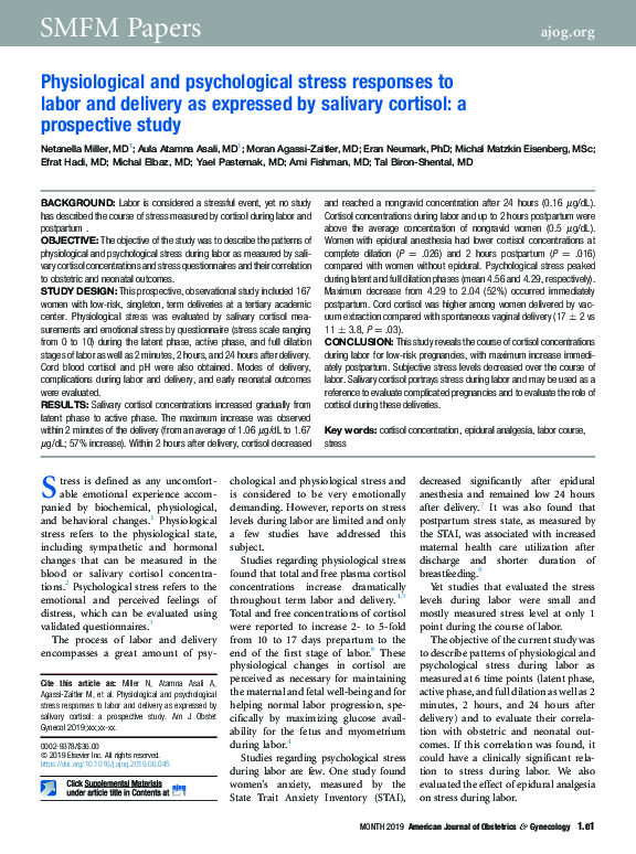 (PDF) Physiological and Psychological Stress Responses to Labor and ...