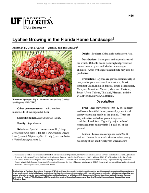 (PDF) Lychee Growing in the Florida Home Landscape
