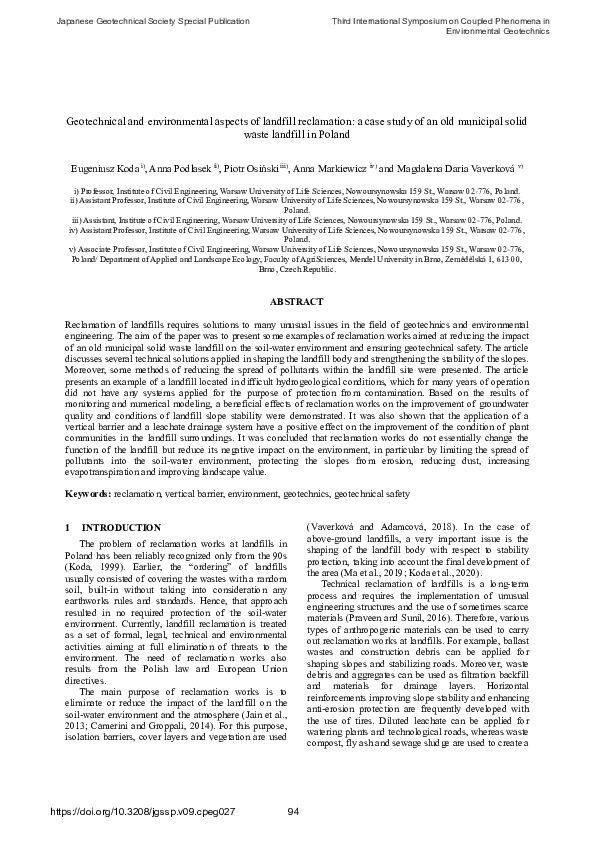 (PDF) Geotechnical and environmental aspects of landfill reclamation: a ...
