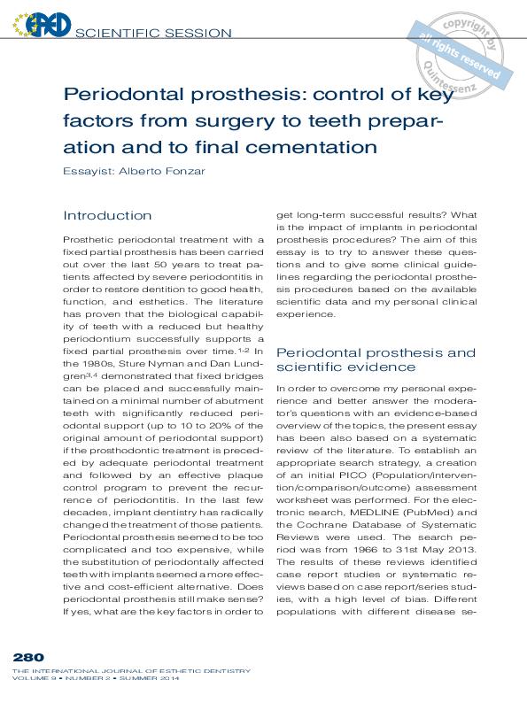 (PDF) Periodontal prosthesis: control of key factors from surgery to ...
