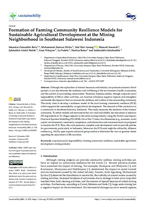 (PDF) Formation of Farming Community Resilience Models for Sustainable ...