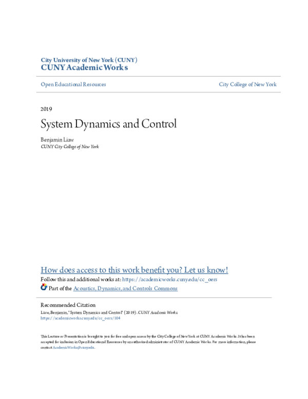 (PDF) System Dynamics and Control