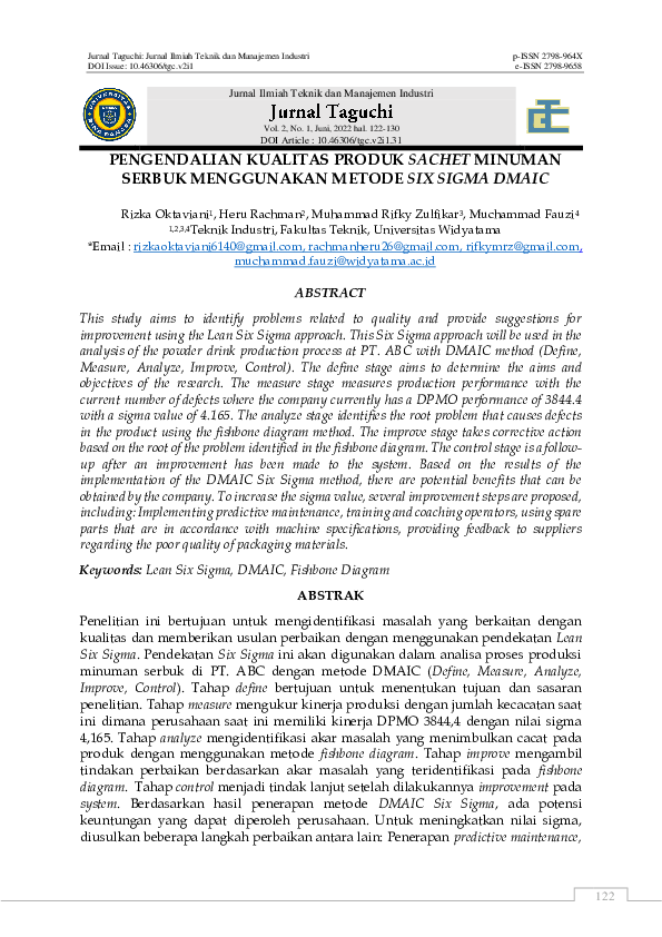 (PDF) Pengendalian Kualitas Produk Sachet Minuman Serbuk Menggunakan ...