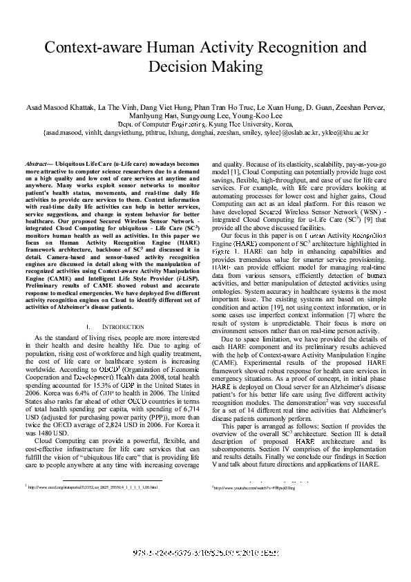 (PDF) Context-aware Human Activity Recognition and decision making