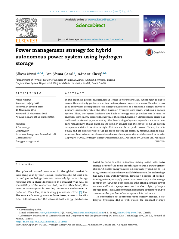 (PDF) Power management strategy for hybrid autonomous power system ...