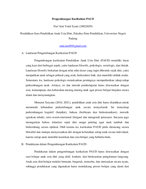 (PDF) Resume Pengembangan Kurikulum PAUD