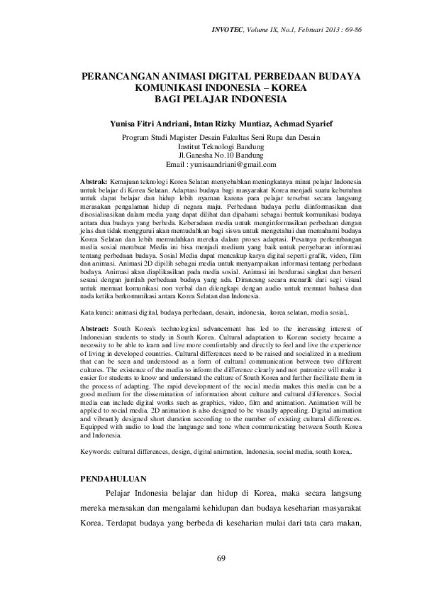 (PDF) Perancangan Animasi Digital Perbedaan Budaya Komunikasi Indonesia – Korea Bagi Pelajar ...