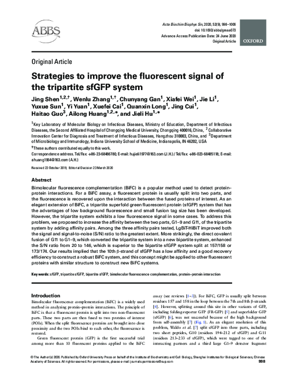 (PDF) Strategies to improve the fluorescent signal of the tripartite ...