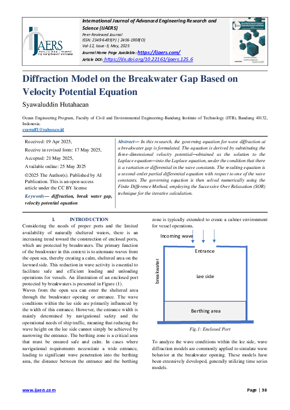 (PDF) Diffraction Model on the Breakwater Gap Based on Velocity ...