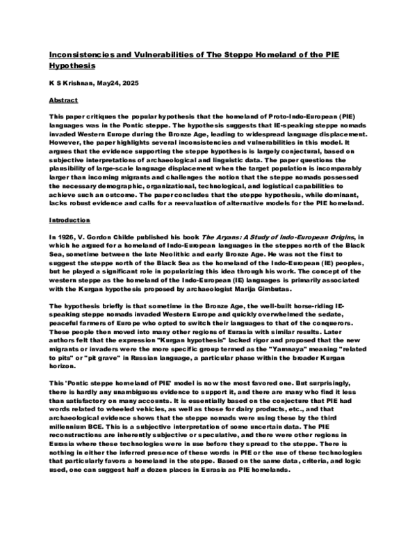(PDF) Inconsistencies and Vulnerabilities of The Steppe Homeland of the ...