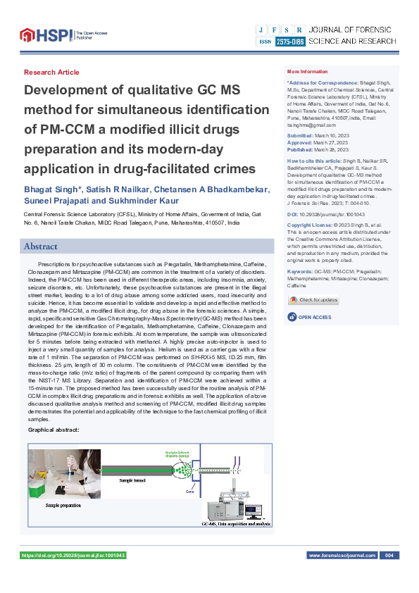 (PDF) Development of qualitative GC MS method for simultaneous identification of PM-CCM a ...