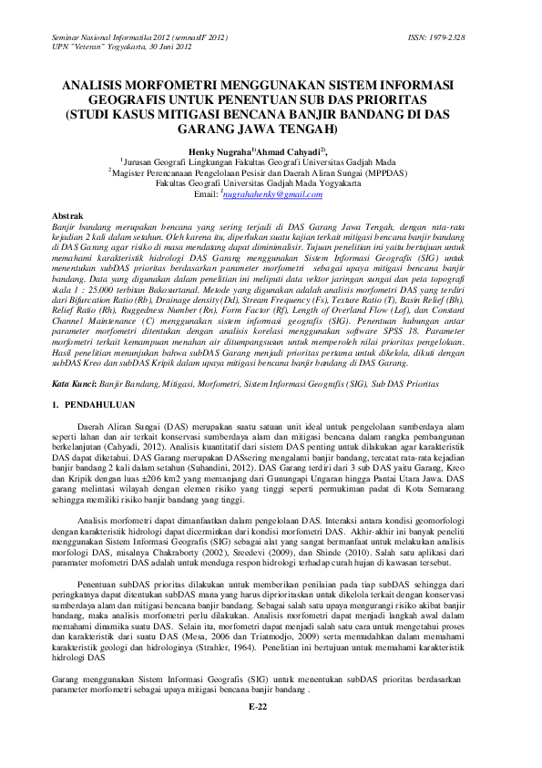 (PDF) Analisis Morfometri Menggunakan Sistem Informasi Geografis Untuk ...