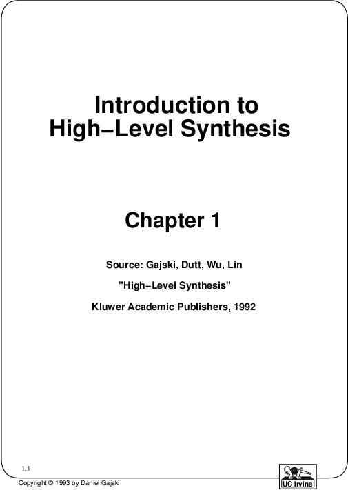 (PDF) Introduction to high-level synthesis