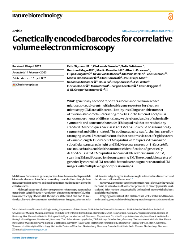 (PDF) Genetically encoded barcodes for correlative volume electron ...