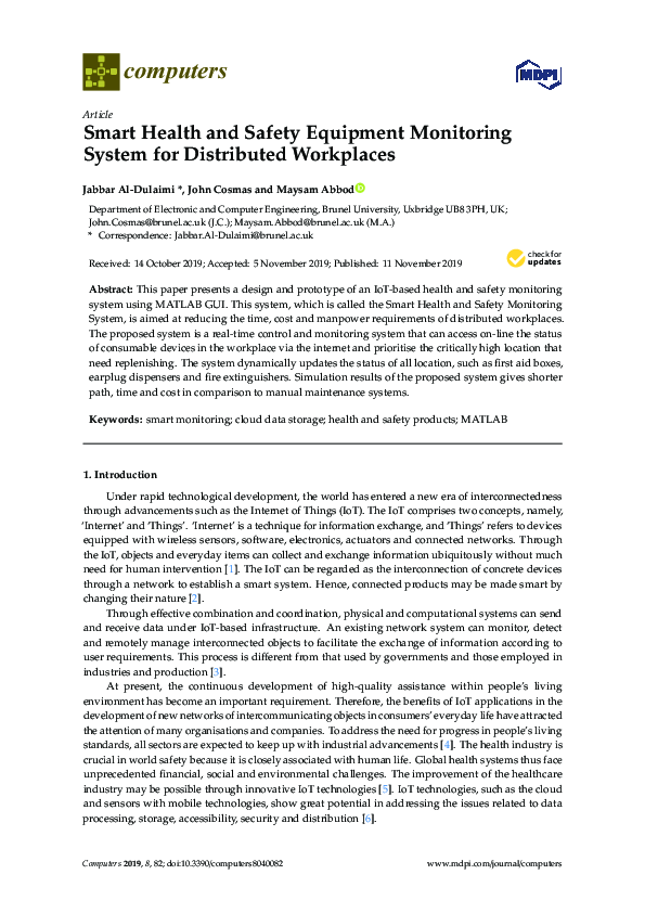 (PDF) Smart Health and Safety Equipment Monitoring System for ...