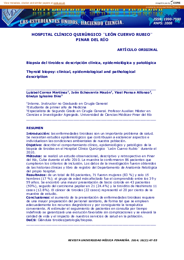 (PDF) Biopsia del tiroides: descripción clínica, epidemiológica y ...