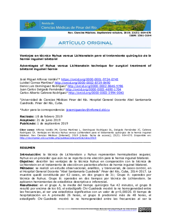 (PDF) Advantages of Nyhus versus Lichtenstein technique for surgical ...