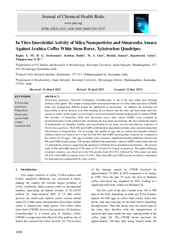 (PDF) In Vitro Insecticidal Activity of Silica Nanoparticles and ...