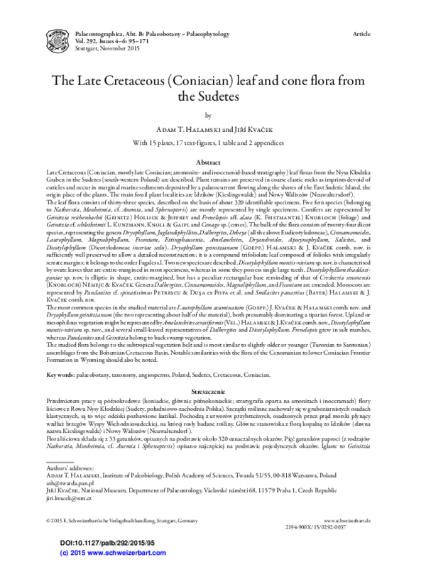 (PDF) The Late Cretaceous (Coniacian) leaf and cone flora from the Sudetes