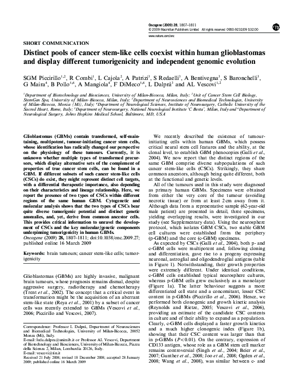 (PDF) Distinct pools of cancer stem-like cells coexist within human ...