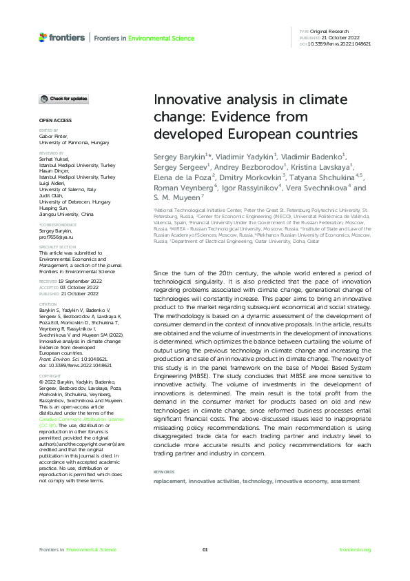 (PDF) Innovative analysis in climate change: Evidence from developed ...