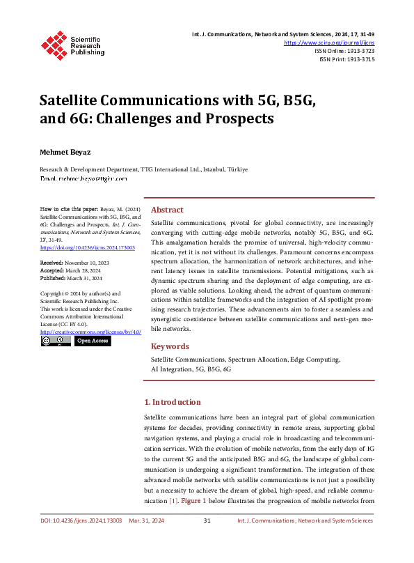 (PDF) Satellite Communications with 5G, B5G, and 6G: Challenges and ...