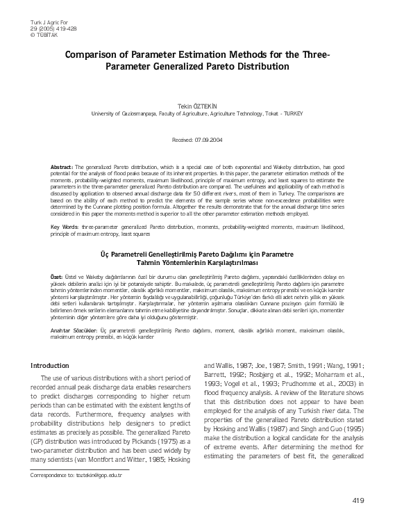 (PDF) Comparison of Parameter Estimation Methods for the Three ...