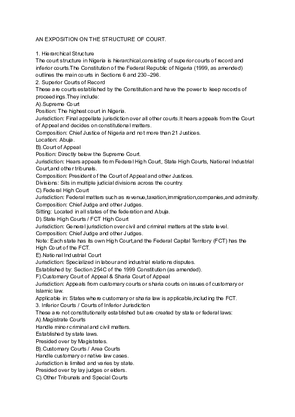 (PDF) STRUCTURE OF COURTS IN NIGERIA