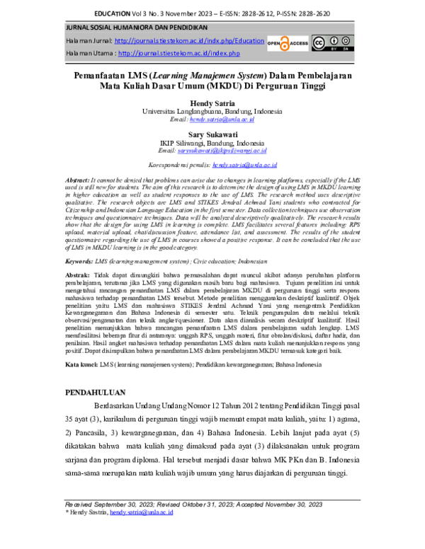 (PDF) Pemanfaatan LMS (Learning Manajemen System) Dalam Pembelajaran Mata Kuliah Dasar Umum ...