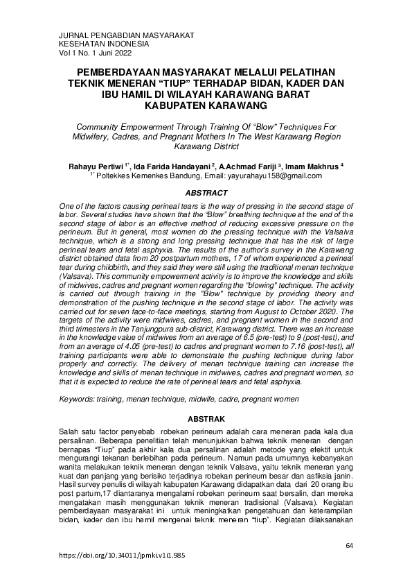 (PDF) Pemberdayaan Masyarakat Melalui Pelatihan Teknik Meneran “Tiup ...