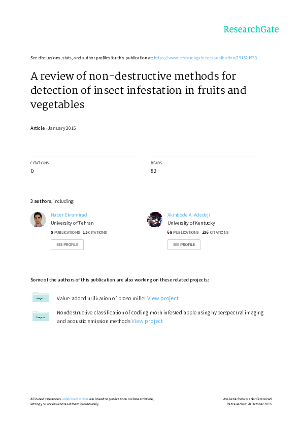 (PDF) A Review of Non-Destructive Methods for Detection of Insect ...
