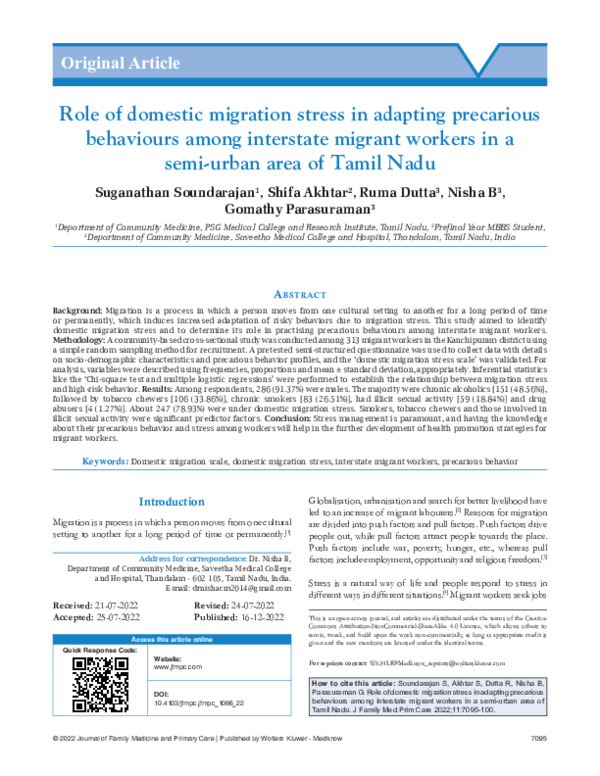 (PDF) Role of domestic migration stress in adapting.