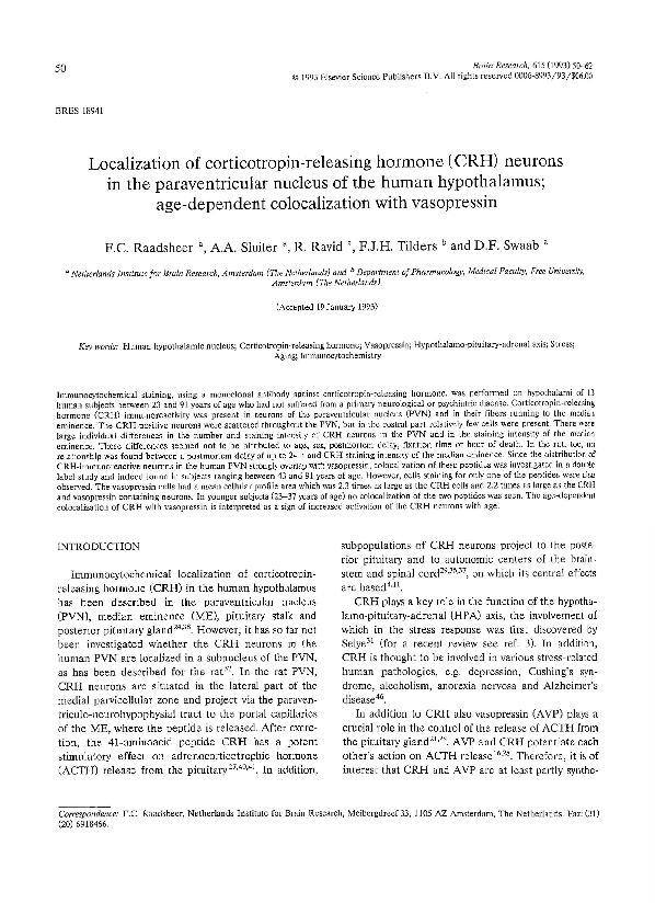 (PDF) Localization of corticotropin-releasing hormone (CRH) neurons in ...