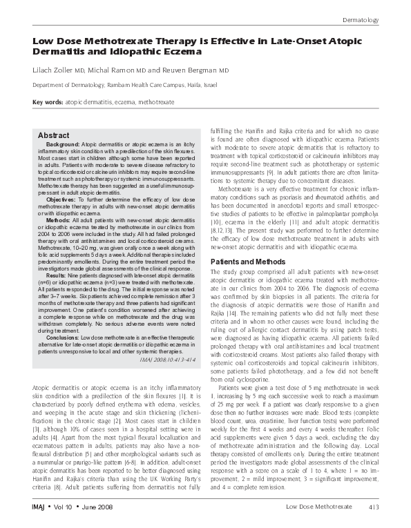 (PDF) Low dose methotrexate therapy is effective in late-onset atopic ...