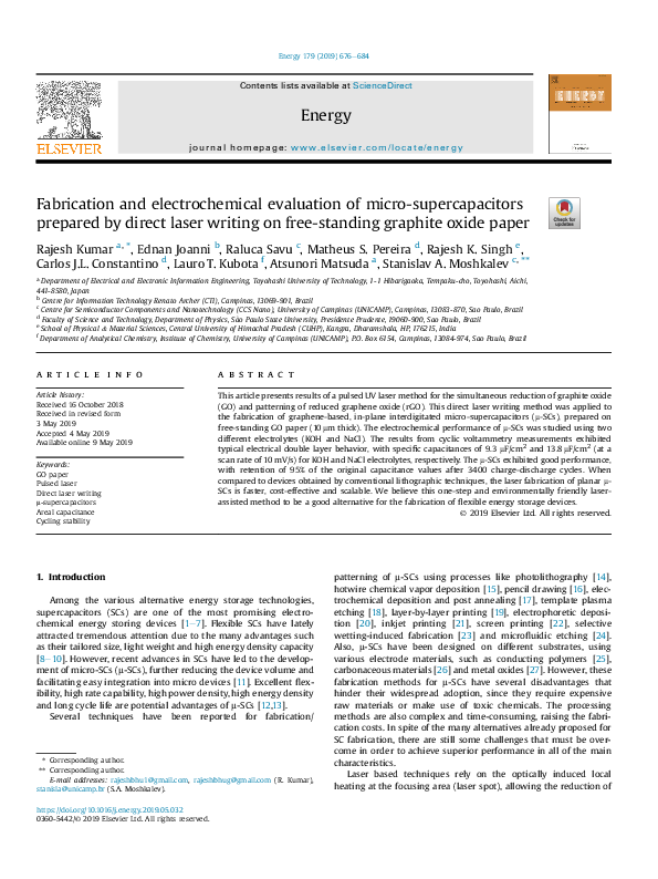 (PDF) Fabrication and electrochemical evaluation of micro ...