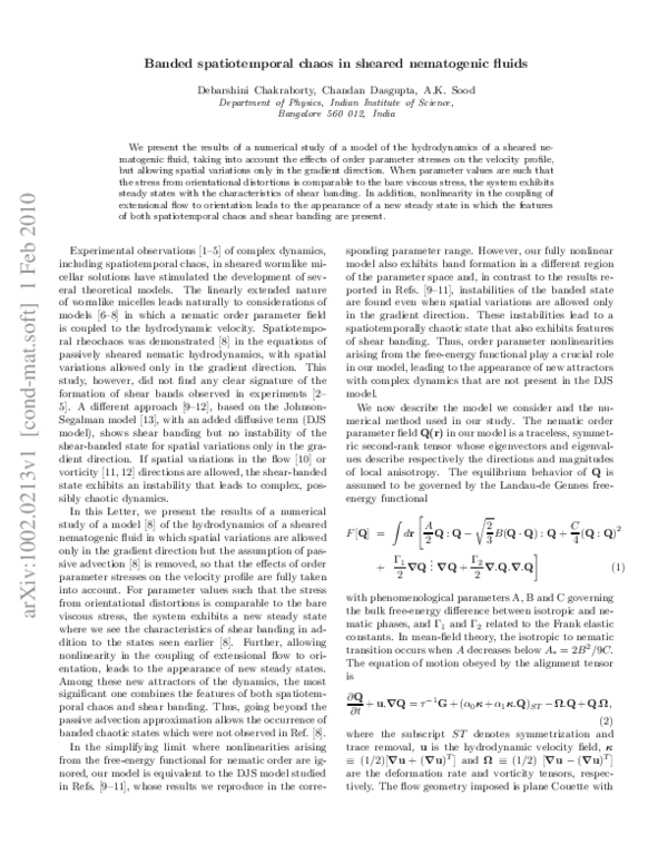 (PDF) Banded spatiotemporal chaos in sheared nematogenic fluids