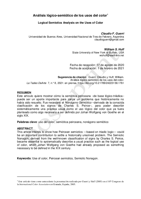 (PDF) Análisis lógico-semiótico de los usos del color