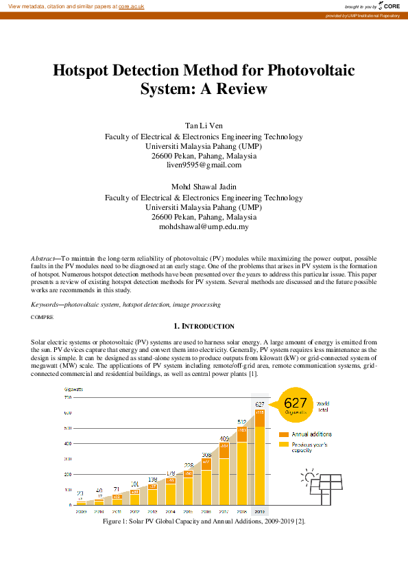 Pdf Hotspot Detection Method For Photovoltaic System A Review
