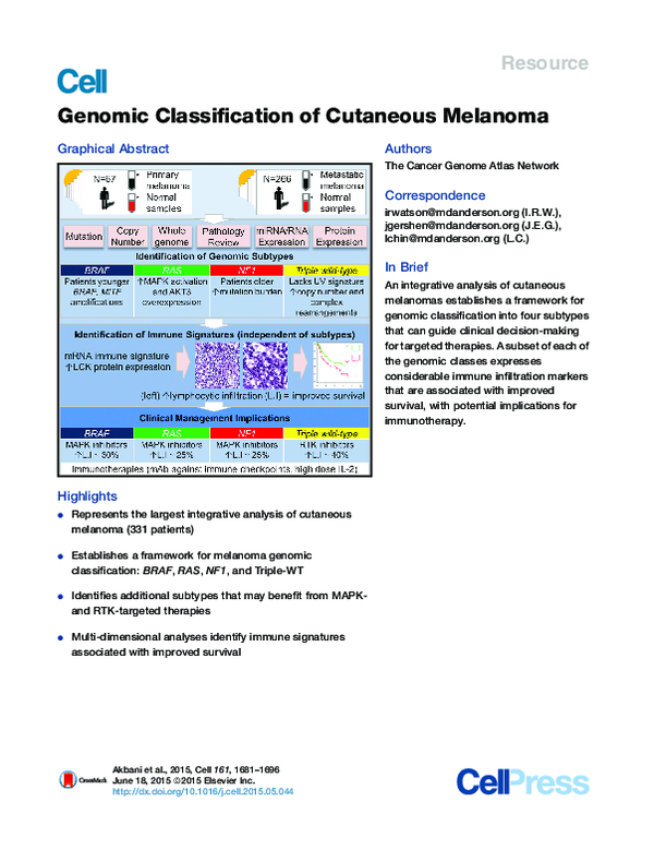 (PDF) Genomic Classification of Cutaneous Melanoma