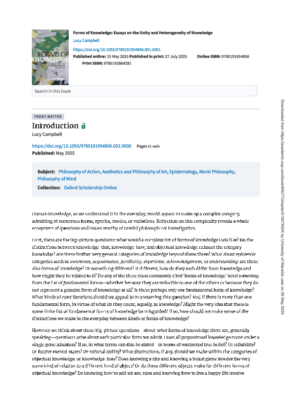 (PDF) Introduction to Forms of Knowledge