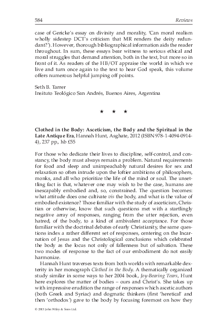 (PDF) Clothed in the Body: Asceticism, the Body and the Spiritual in ...