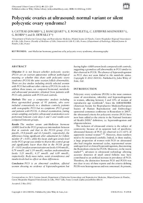 Pdf Polycystic Ovaries At Ultrasound Normal Variant Or Silent 5135