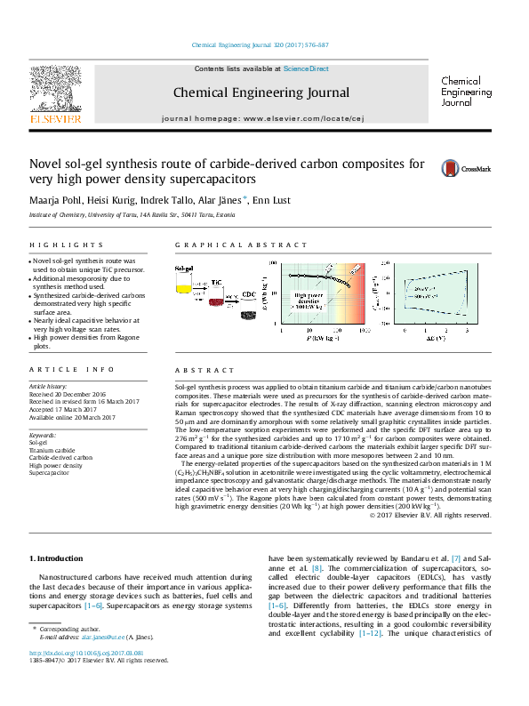(PDF) Novel sol-gel synthesis route of carbide-derived carbon ...