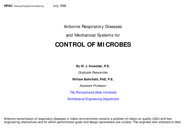 (PDF) Airborne respiratory diseases and mechanical systems for control ...