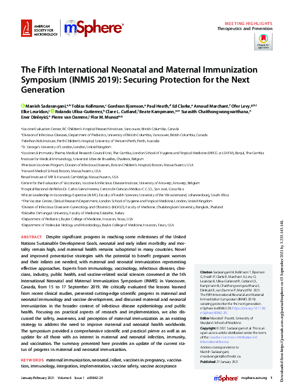(PDF) The Fifth International Neonatal and Maternal Immunization ...