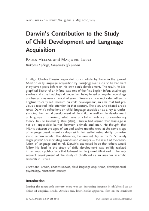 (PDF) Darwin's Contribution to the Study of Child Development and Language Acquisition