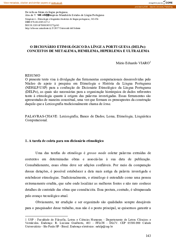 (PDF) O Dicionário Etimológico da Língua Portuguesa (DELPo): conceitos ...