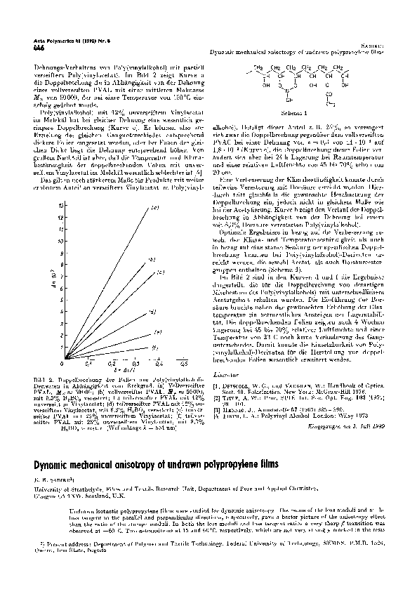 (PDF) Dynamic mechanical anisotropy of undrawn polypropylene films